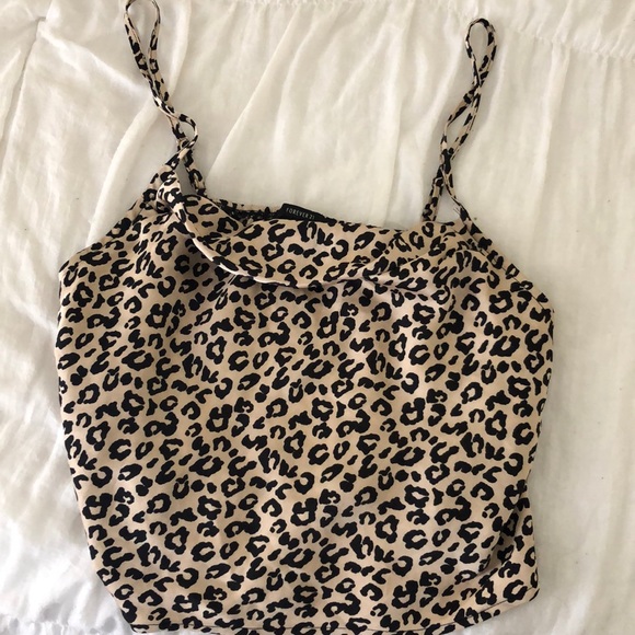 Forever 21 | Tops | Cheetah Print Satin Crop Top | Poshmark